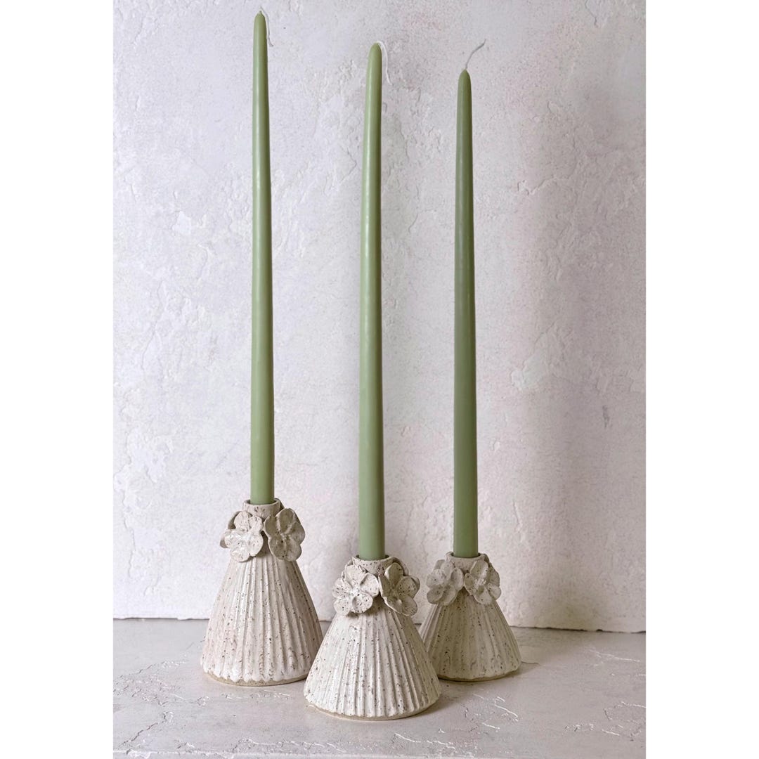 Christmas Stoneware Candle Holders – Holiday Table Decor – Cottage Core ...