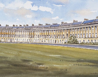 Bath Royal Crescent Art Print Royal Crescent Bath Card and Coaster Bath ...
