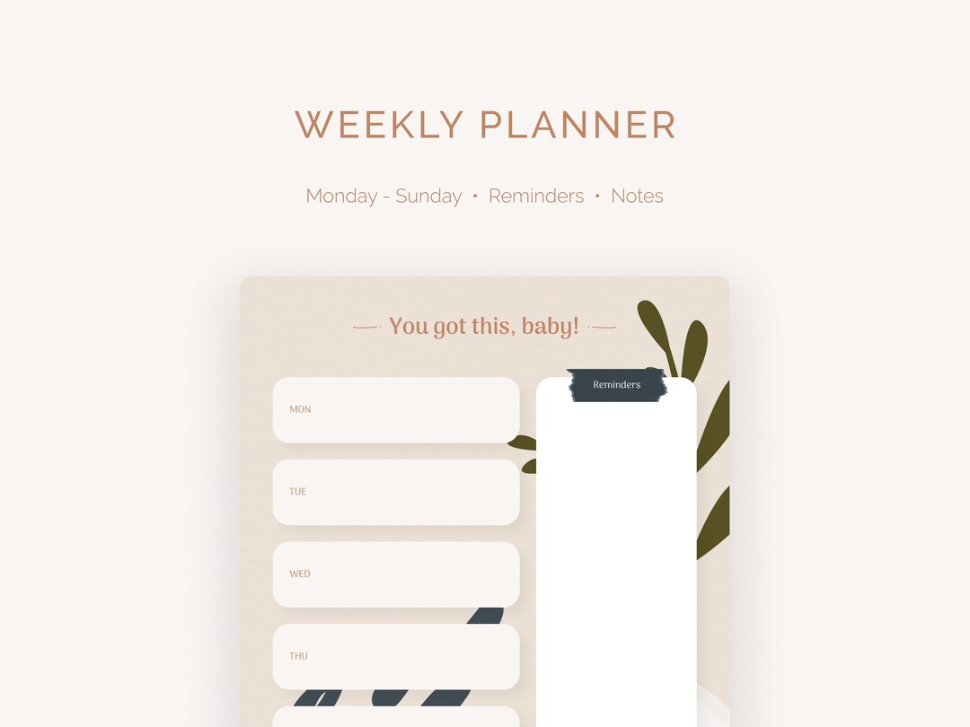 Weekly Planner Printable, Minimalist Modern Neutral Weekly Schedule ...
