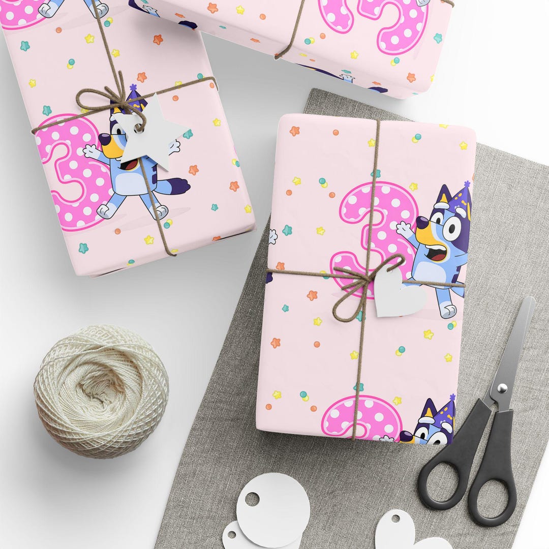 Bluey Girls 3rd Birthday Wrapping Paper - Etsy