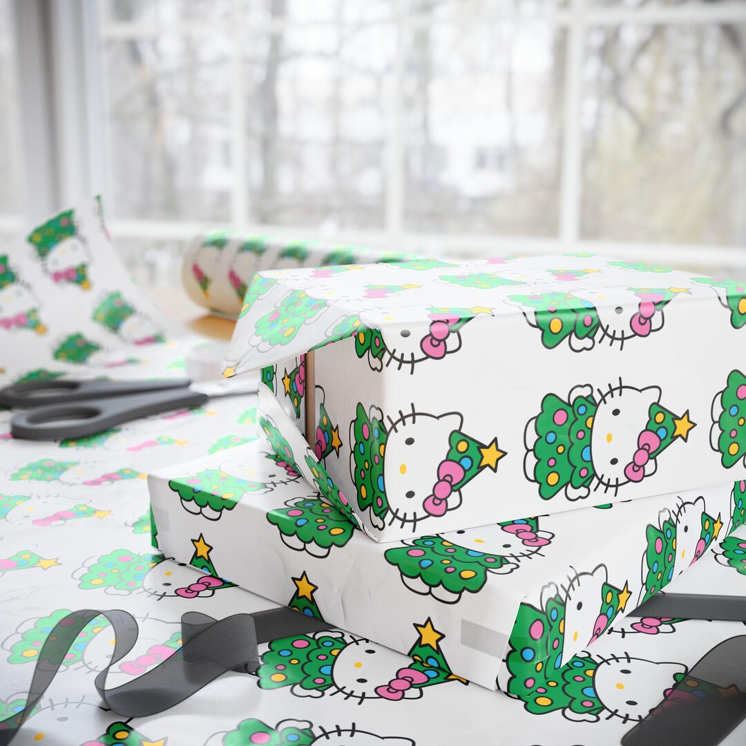 Christmas Hello Kitty Wrapping Paper: Holiday Tree Pattern - Etsy