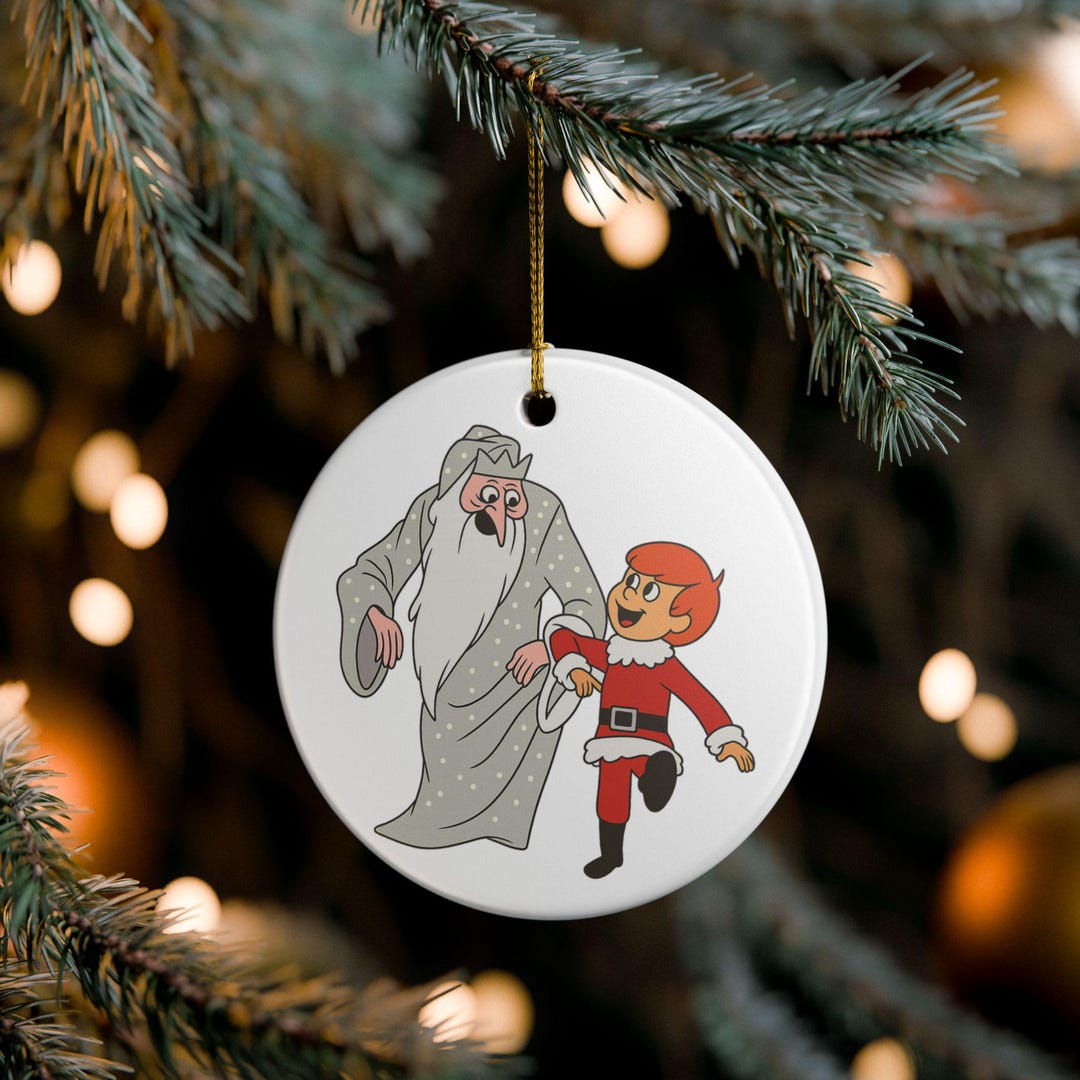 Winter Warlock and Kris Kringle Ceramic Christmas Ornament - Etsy UK
