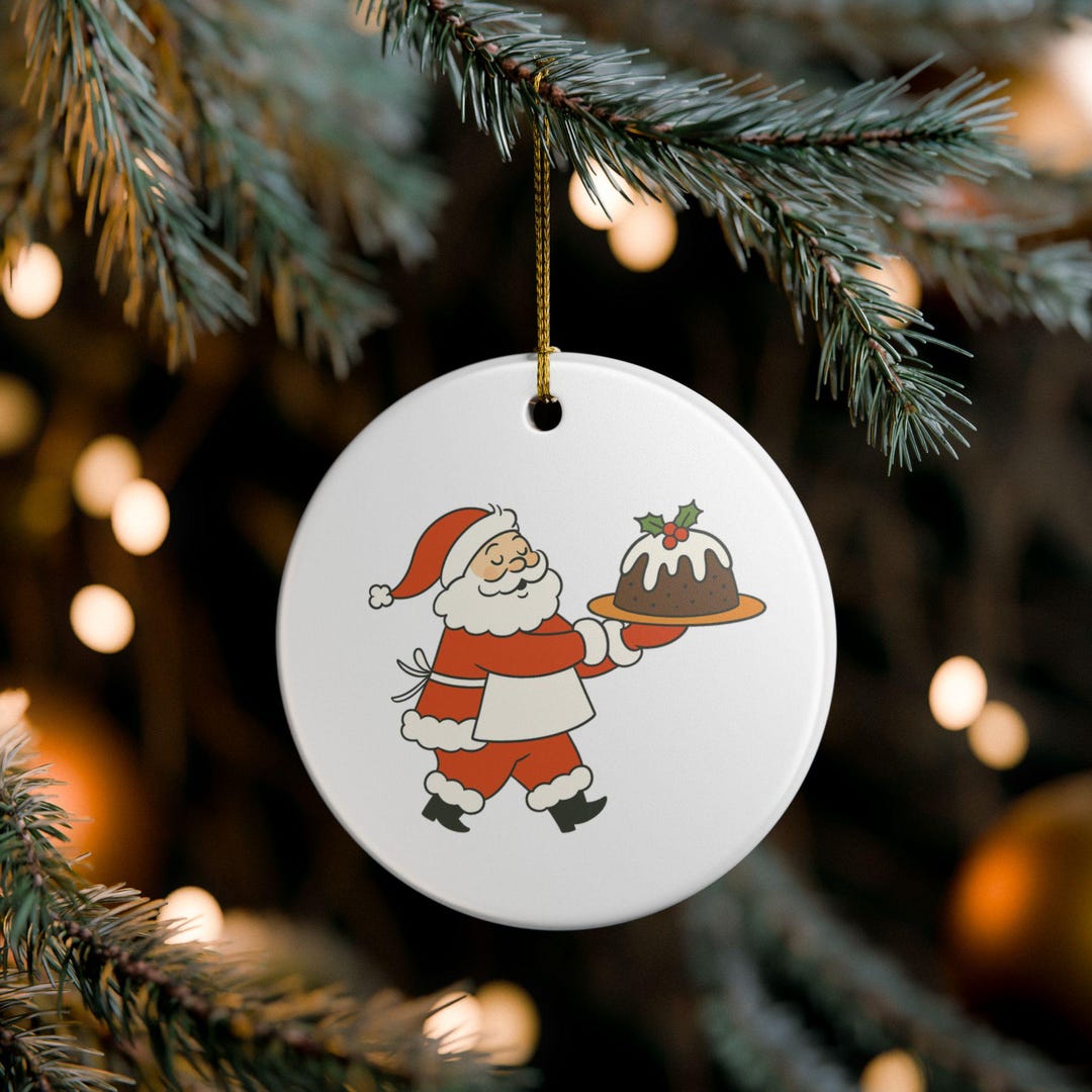 Santa Figgy Pudding Ceramic Christmas Ornament, Holiday Decor - Etsy