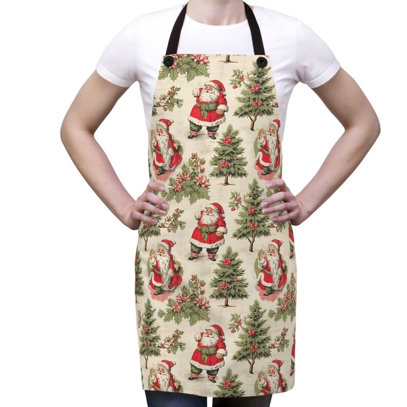 Vintage-themed Christmas Apron AOP Vintage Santa Holiday - Etsy
