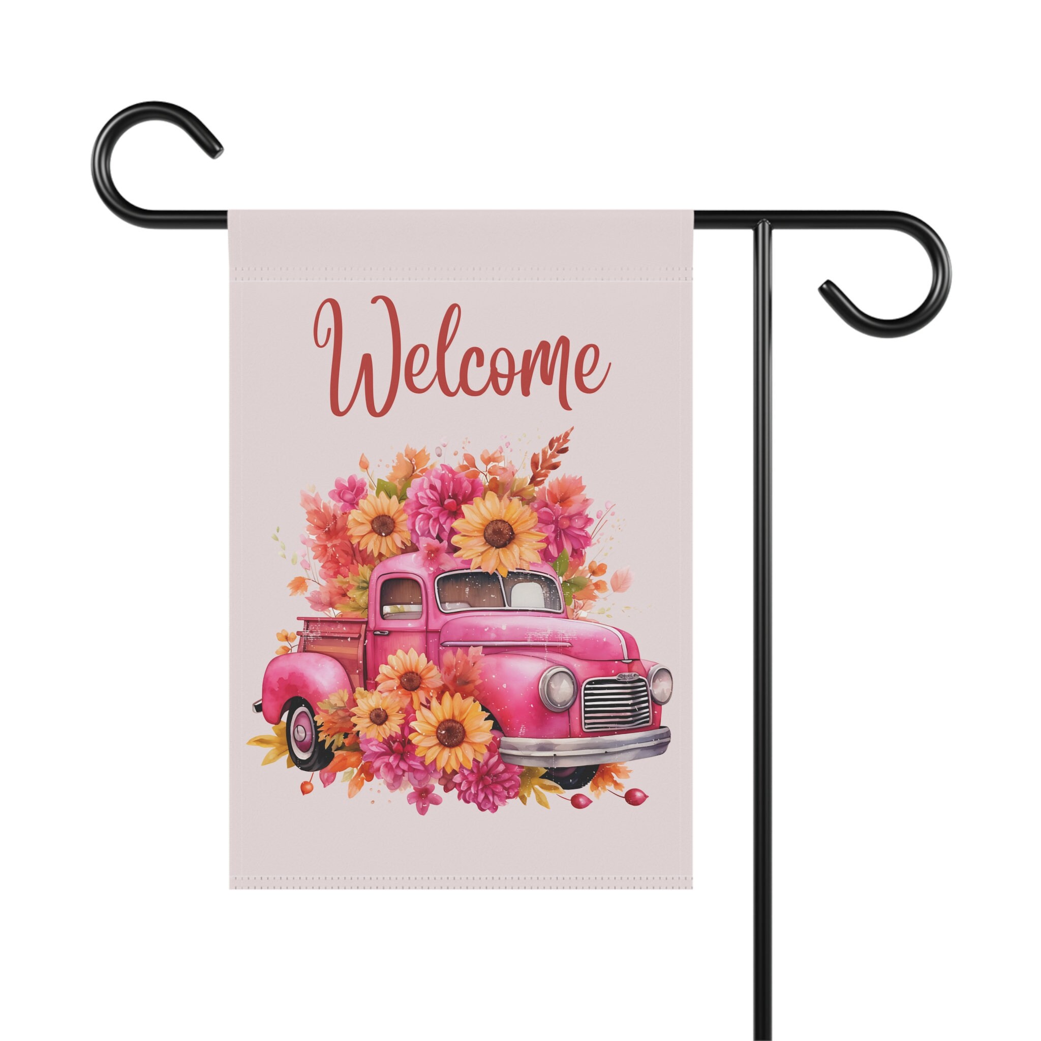 Pink Pickup Truck Garden & House Banner Welcome Garden Flag - Etsy