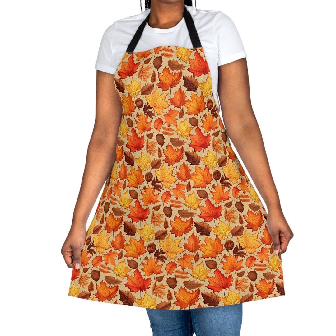 Fall Apron AOP, Autumn Apron, Fall Leaves Apron, Seasonal Apron, Chef's ...