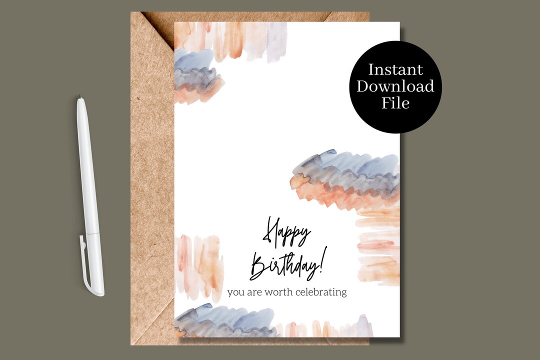 Printable Birthday Card, Printable Bday Card, Downloadable, Printable ...