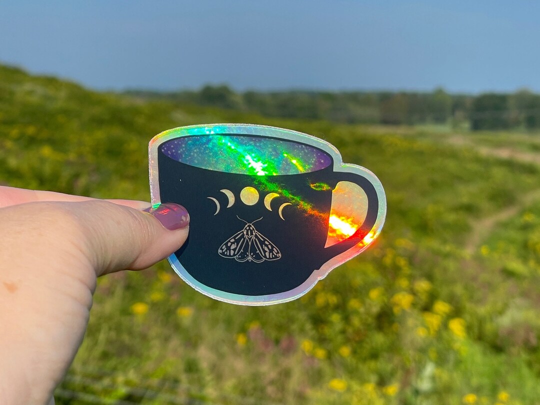 Holographic Magic Moth Coffee Cup Waterproof Sticker – Witchy Aesthetic ...