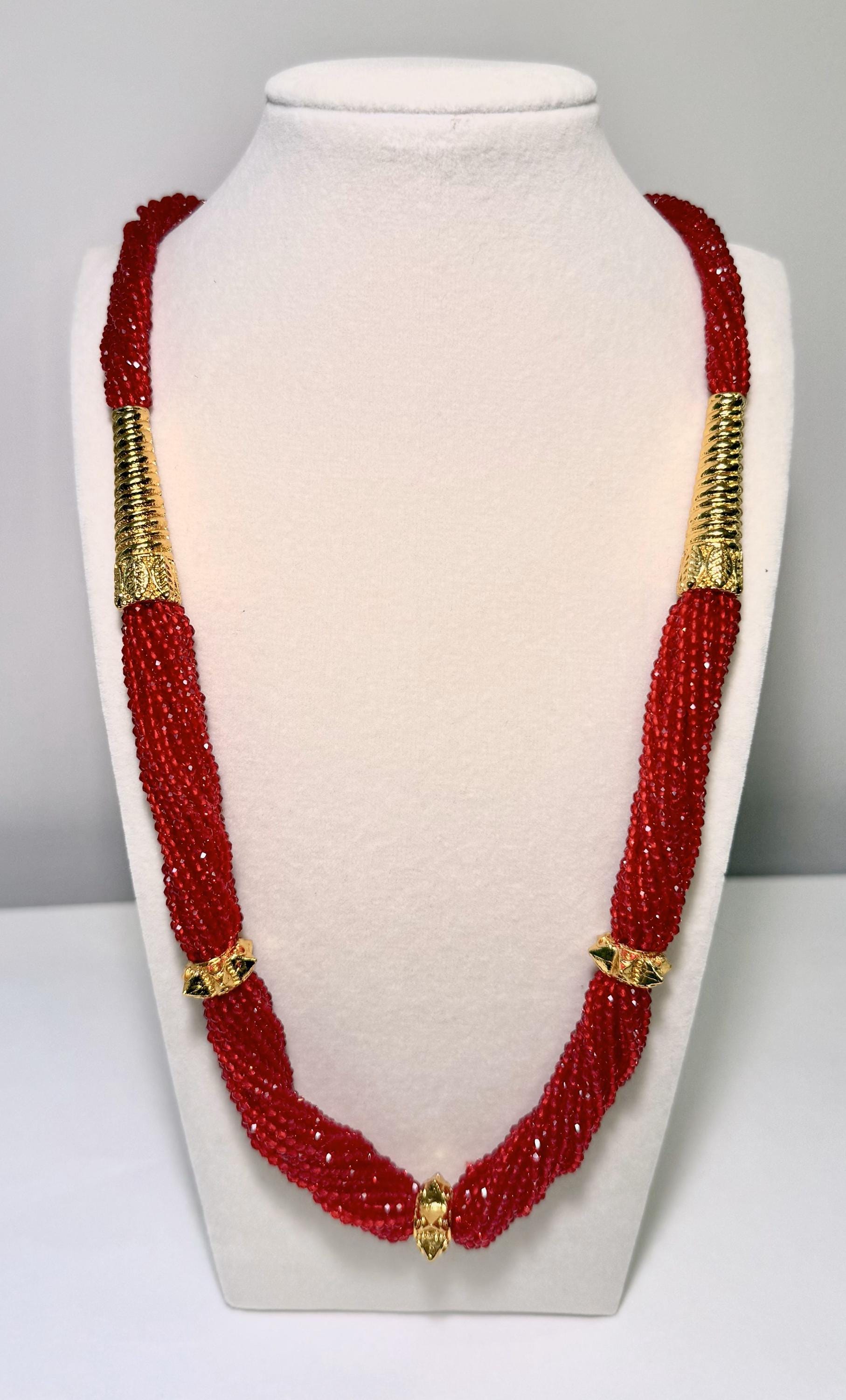 Nepali Crystal Bead Necklace (pote) - 3 Ring Design With Top Ends - Etsy