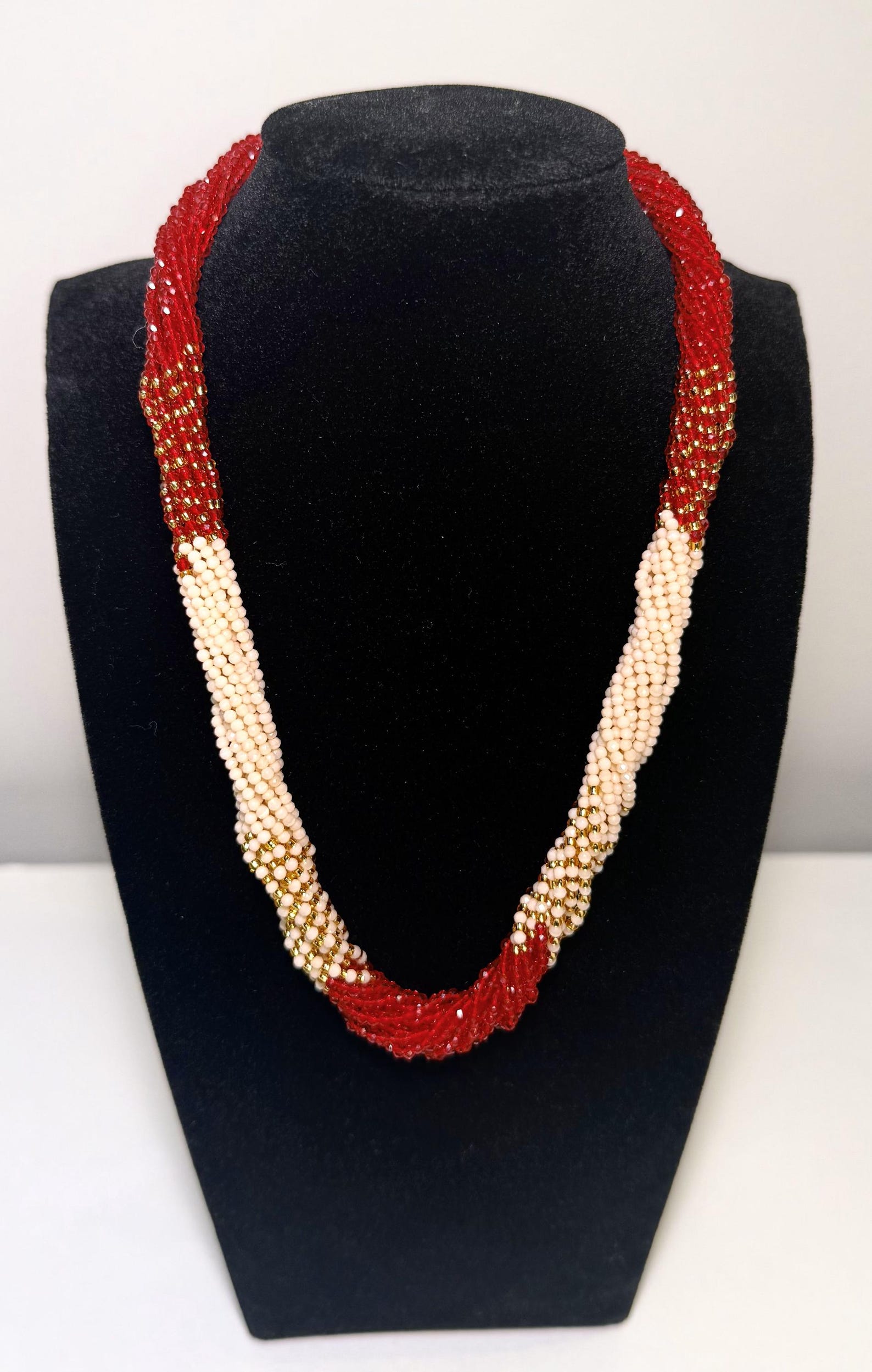 Nepali Crystal Bead Necklace (pote) - Cream Red Gold - Etsy
