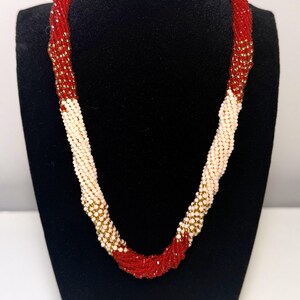 Nepali Crystal Bead Necklace (pote) - Cream Red Gold - Etsy
