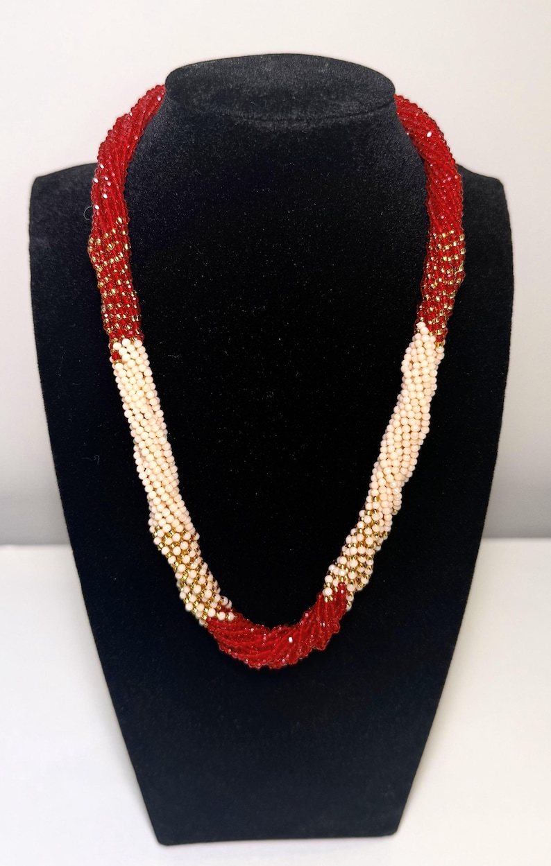 Nepali Crystal Bead Necklace (pote) - Cream Red Gold - Etsy