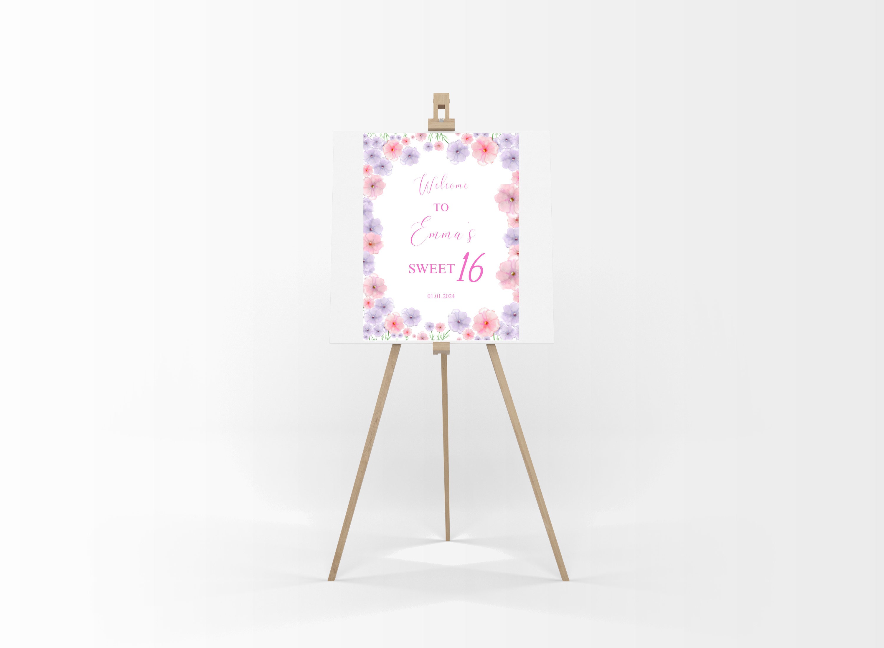 Floral Sweet 16 Welcome Sign Poster, Garden Party Sweet 16 Welcome Sign ...