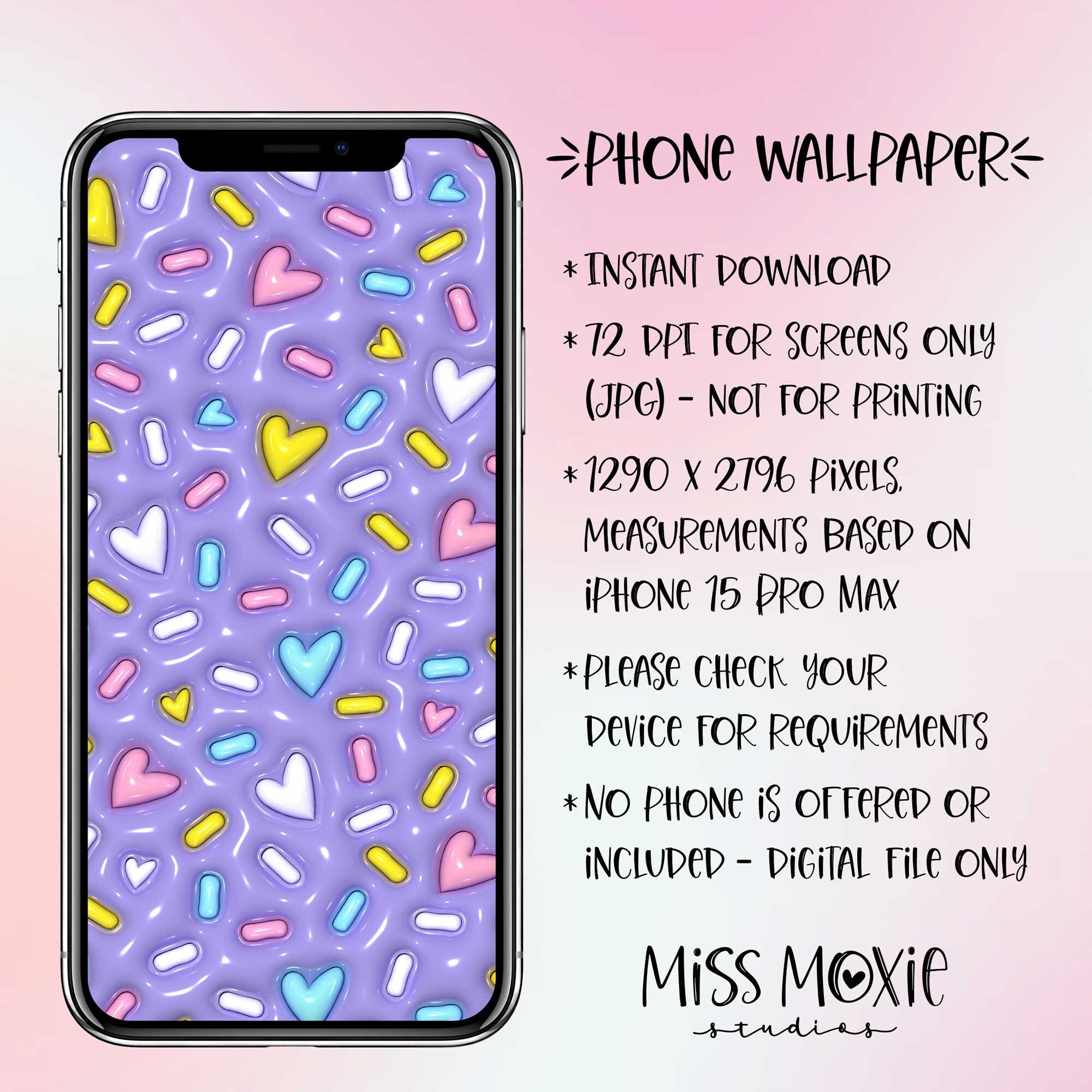 Valentine Sprinkles Wallpaper Instant Download iPhone Android Background Phone Lock Screen 3D ...