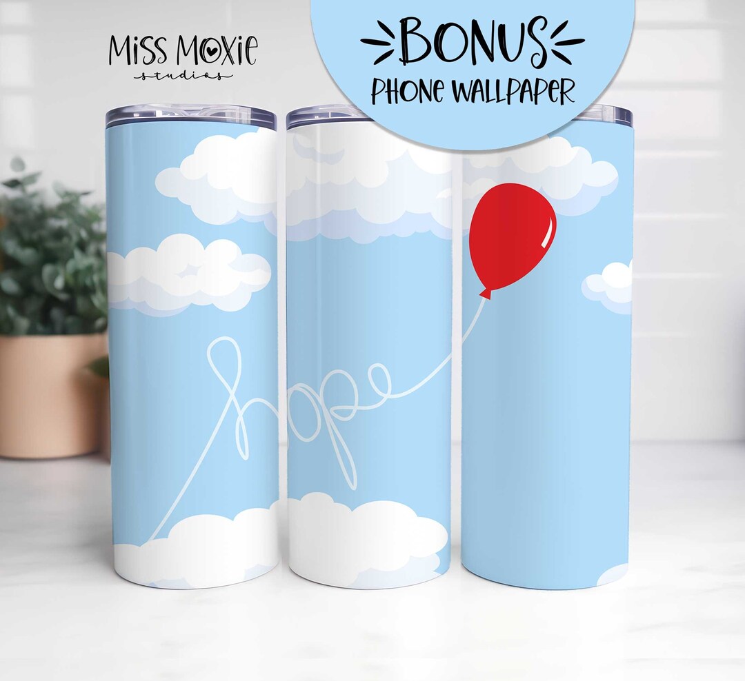 Hope Balloon in Sky Tumbler PNG Seamless Design, Wallpaper for Phone ...