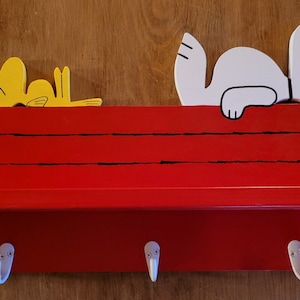 Snoopy and Woodstock Wall Hanging Shelf With Hooks - Etsy