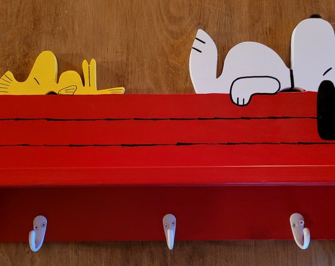 Snoopy and Woodstock Wall Hanging Shelf With Hooks - Etsy