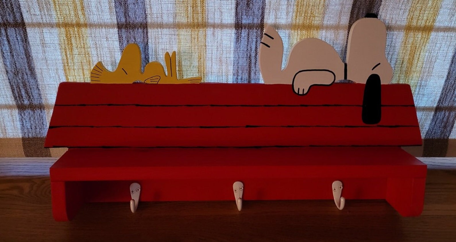 Snoopy and Woodstock Wall Hanging Shelf With Hooks - Etsy