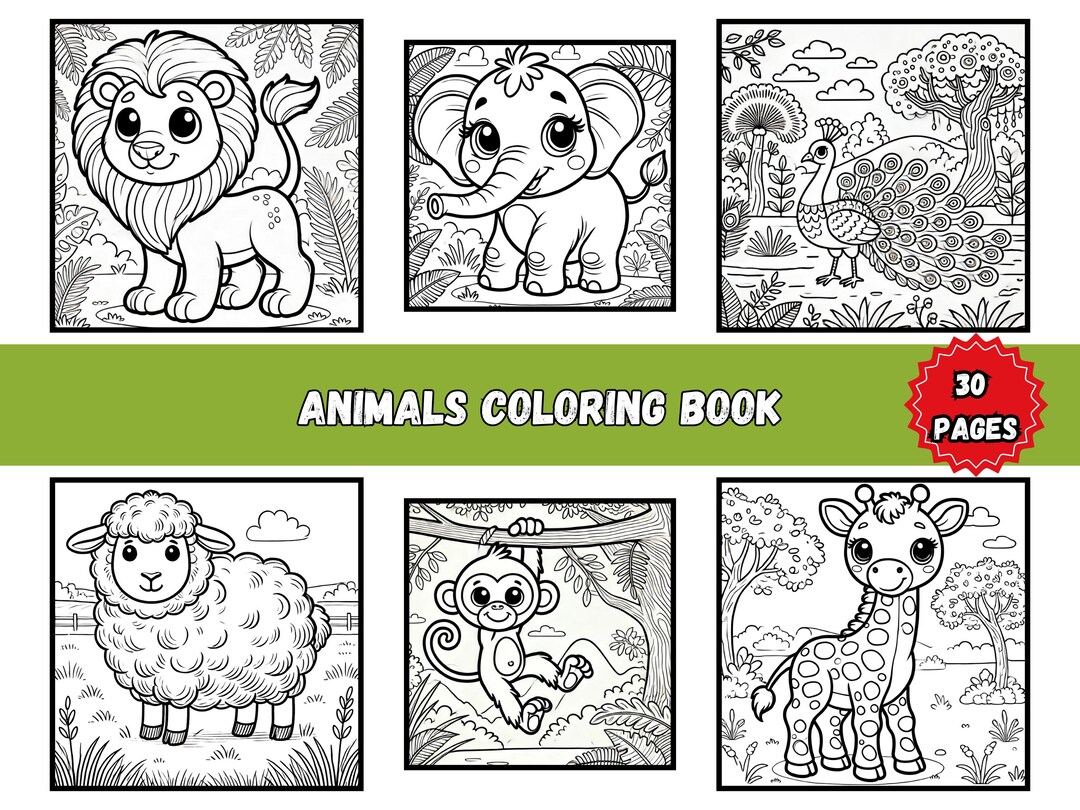 30 Animals Coloring Pages for Kids Easy Kids Colroing Books Kids ...