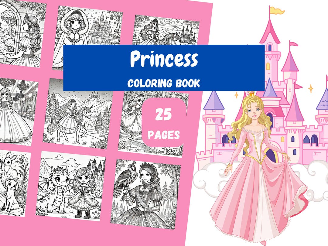 Princess Coloring Pages for Kids Cute Princess Coloring Book for Girls ...
