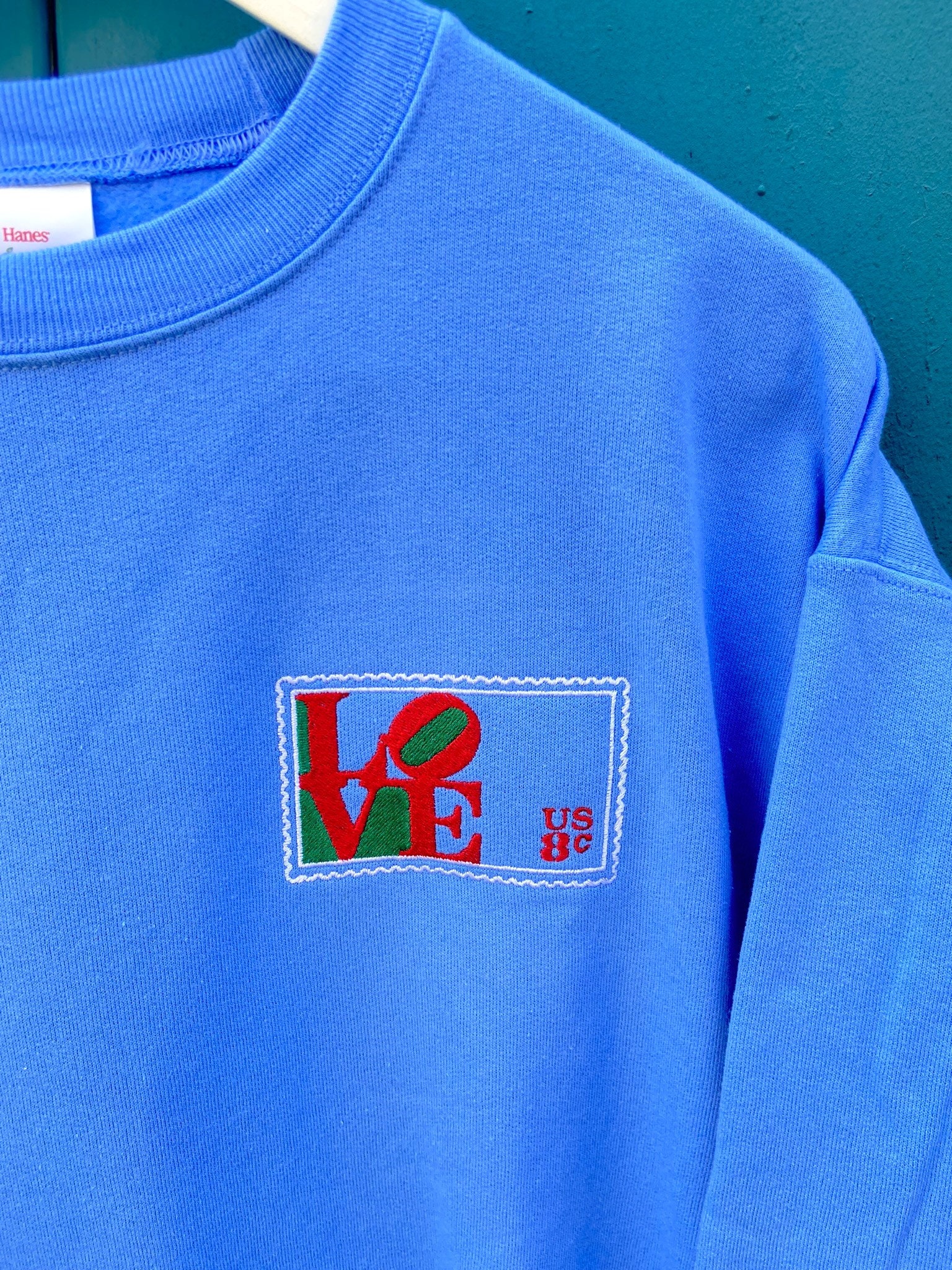 Philadelphia LOVE Letter Postage Stamp Embroidered Sweatshirt - Etsy