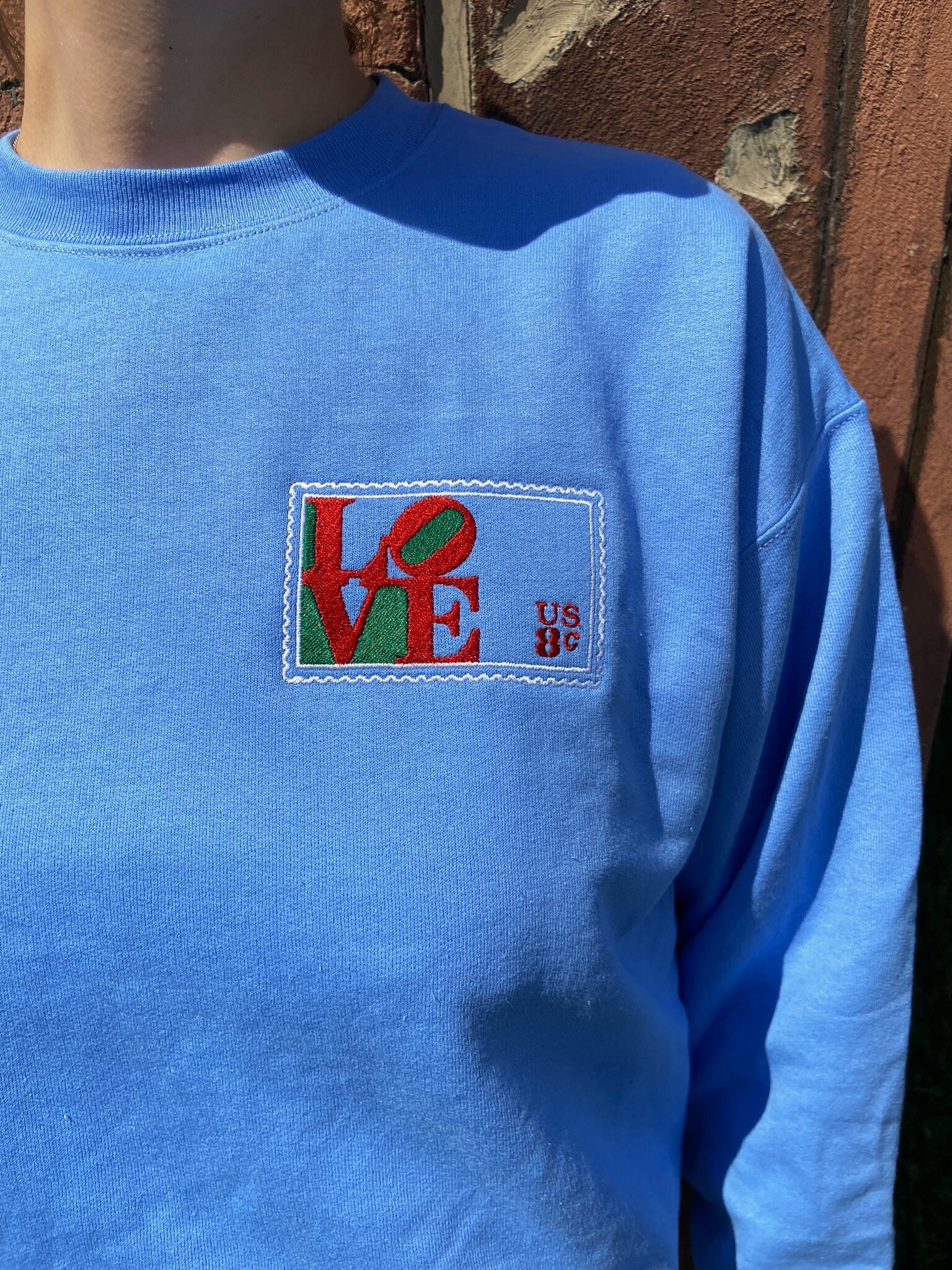 Philadelphia LOVE Letter Postage Stamp Embroidered Sweatshirt - Etsy