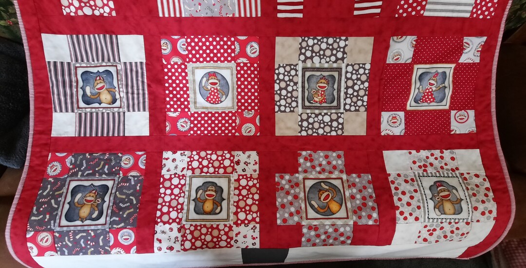 Adorable Sock Monkey Quilt - Etsy