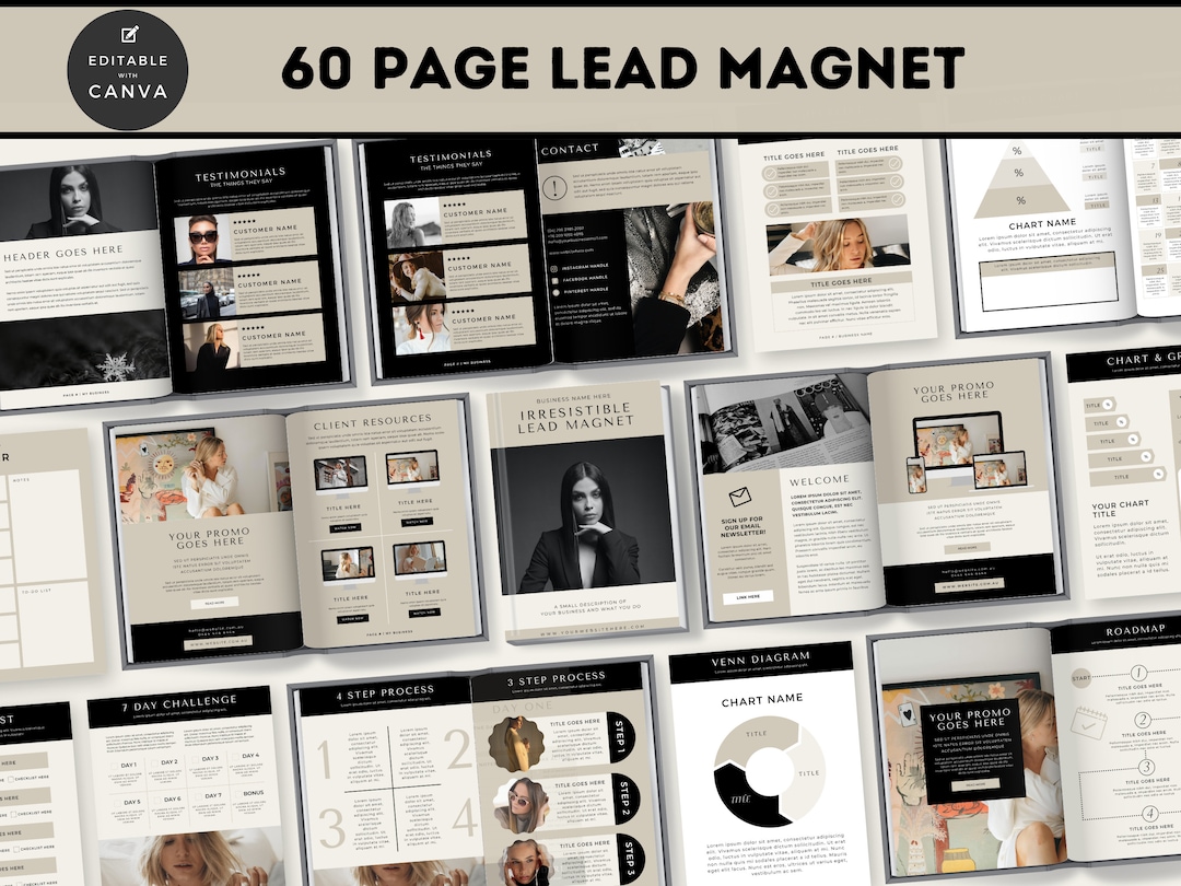 Lead Magnet Template, 60 Page Workbook Template in Canva, Done for You ...