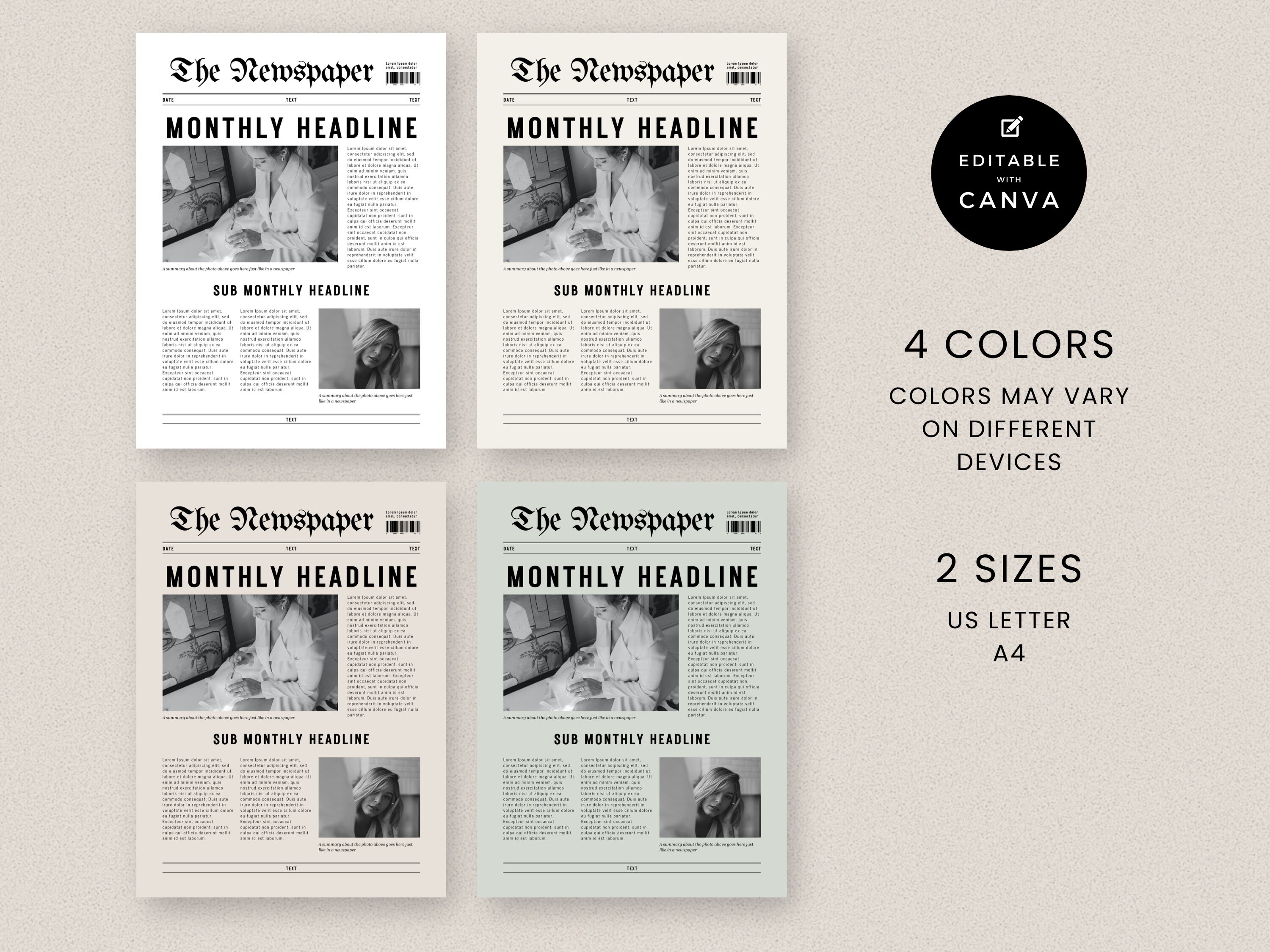 Business Newspaper Template, 6 Editable Newspaper Templates, Business ...