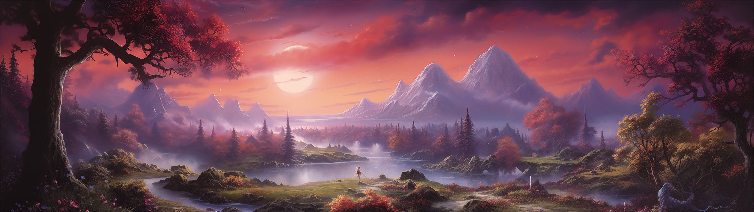 Fantasy Moon Rise Desktop Background QHD and 4K in 16x9 & 32x9 ASPECT ...