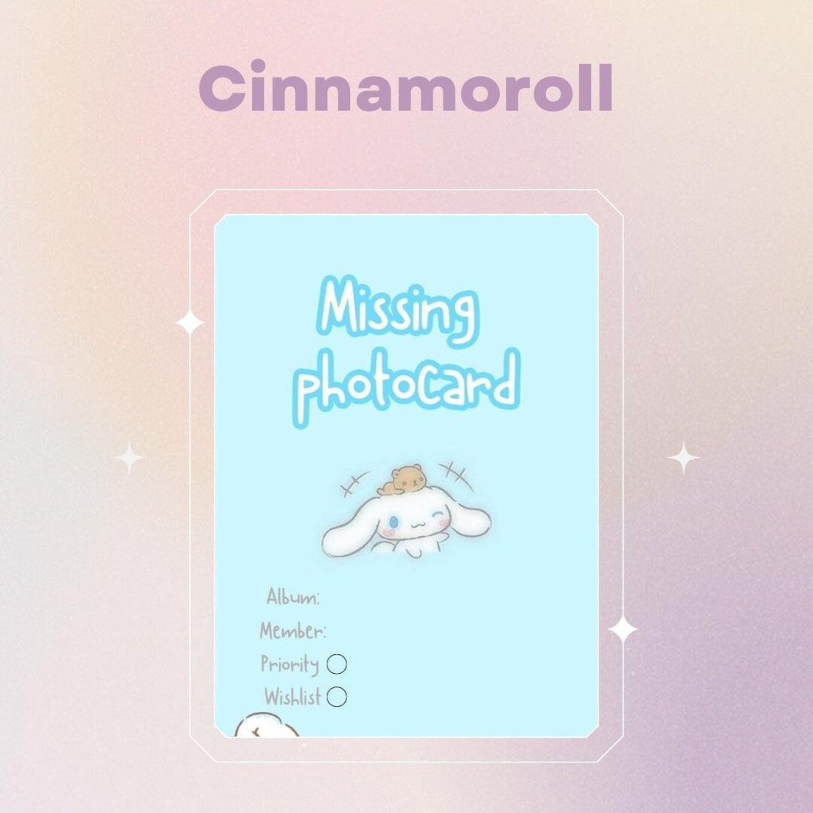 Kpop Missing Photocard Binder Filler/placeholder: Cute Design (digital Download), Pc Collection ...