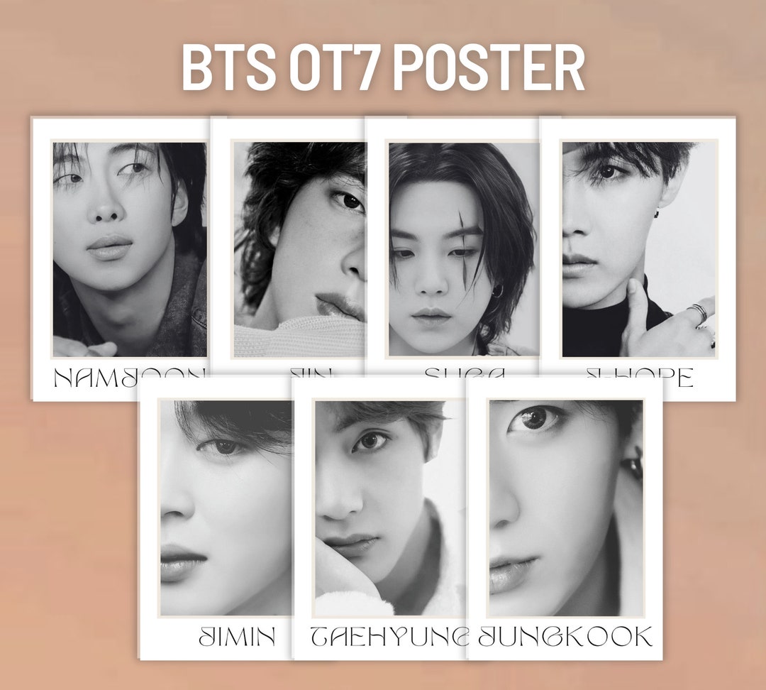 BTS Poster Set of 7, BTS Minimalistic B&W Inspired Art Poster, Jungkook ...