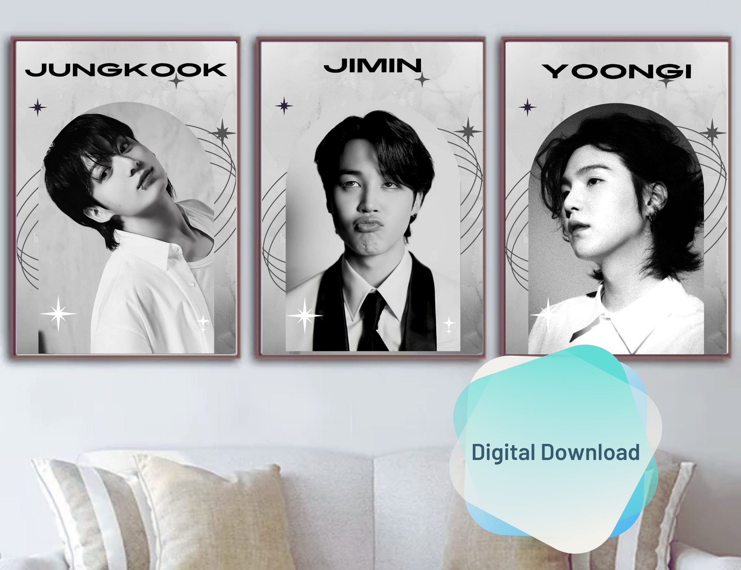 BTS Poster Set of 7 digital Download, Aesthetic BTS Printable Wall Art ...