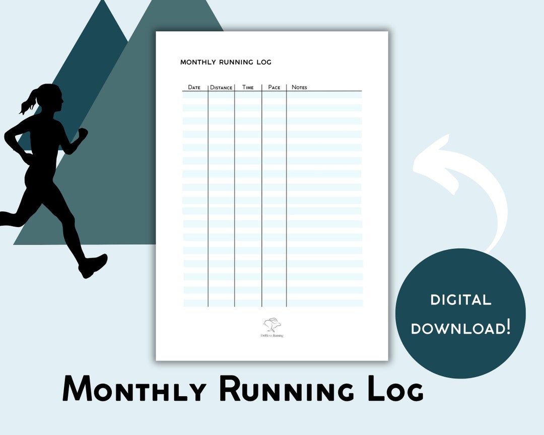 Printable Monthly Running Log, Minimalist Design, Letter & A5 (digital ...