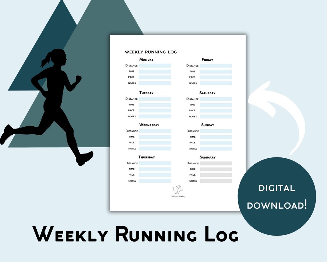 Weekly Printable Running Log, Running Journal, Simple and Minimal ...