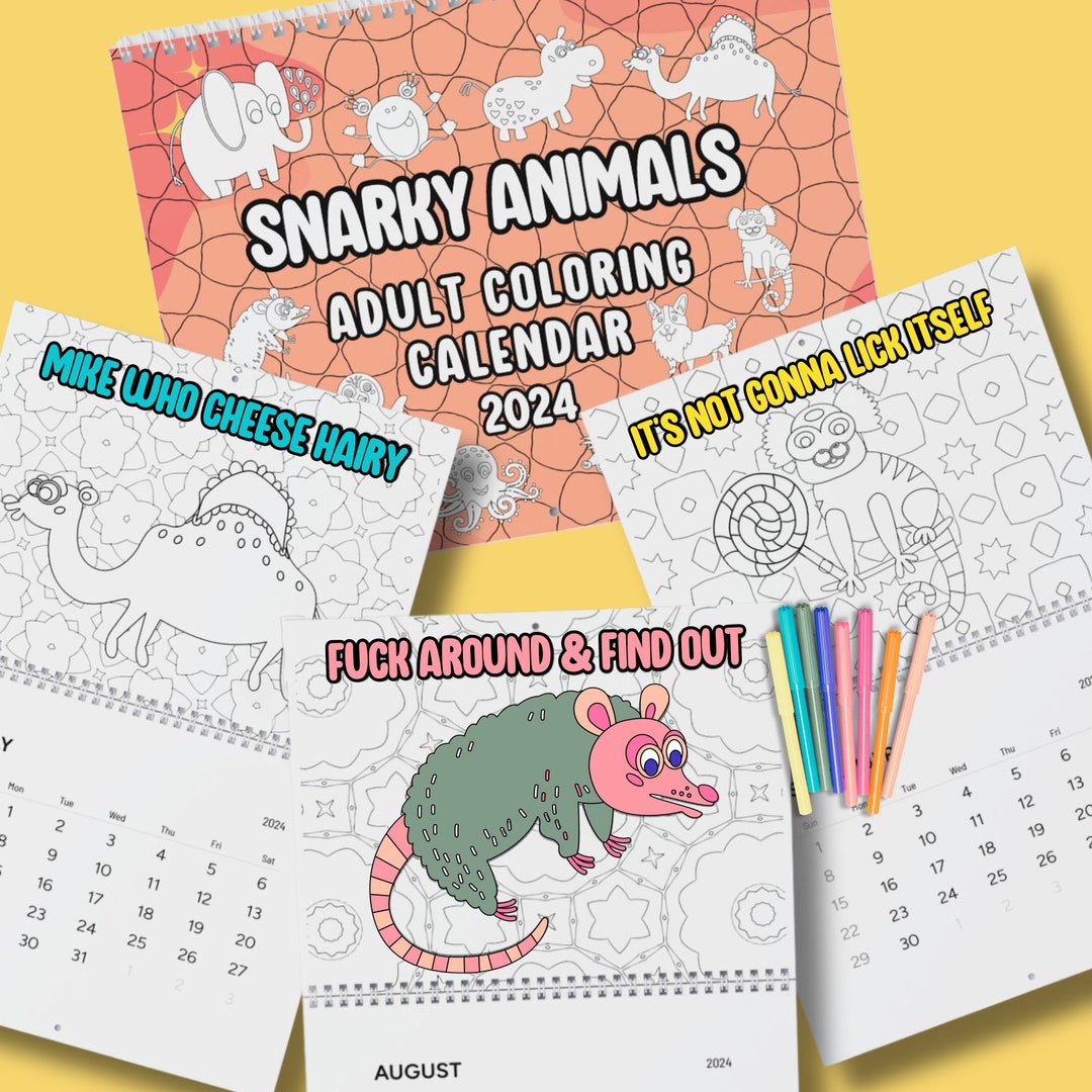 Adult Coloring Calendar, Swearing Coloring,adult Calendar 2024,funny ...