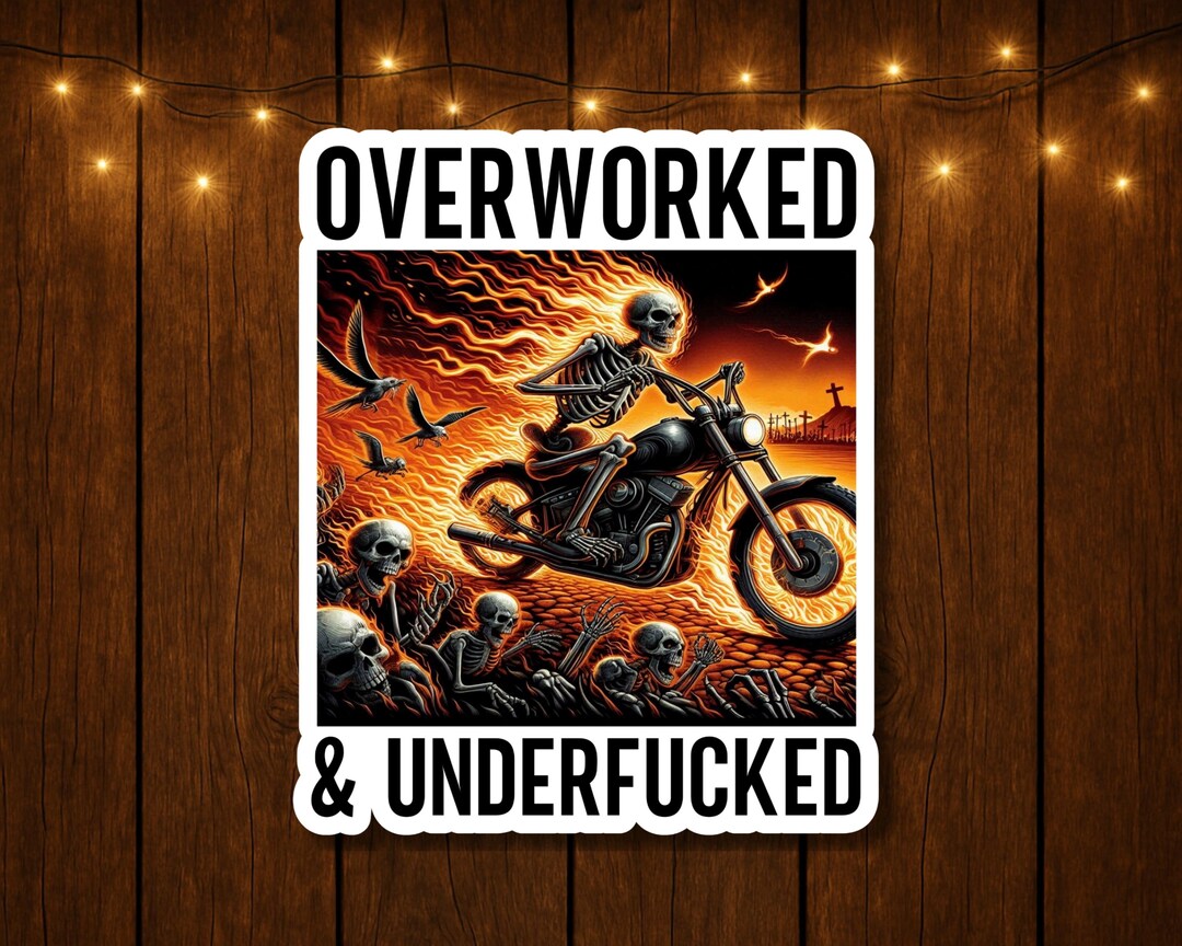 Overworked Skeleton Sticker Funny Unhinged Silly Meme Sticker for Water Bottle Lewd Offensive ...