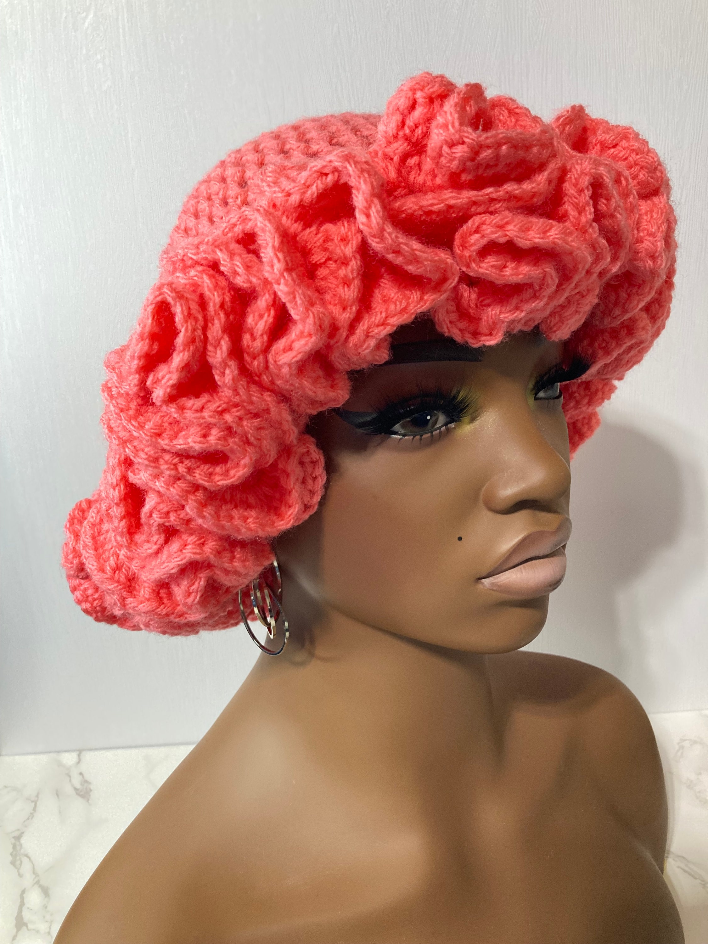 Choose a Color - Solid Ruffle Brim Crochet Hat - Etsy