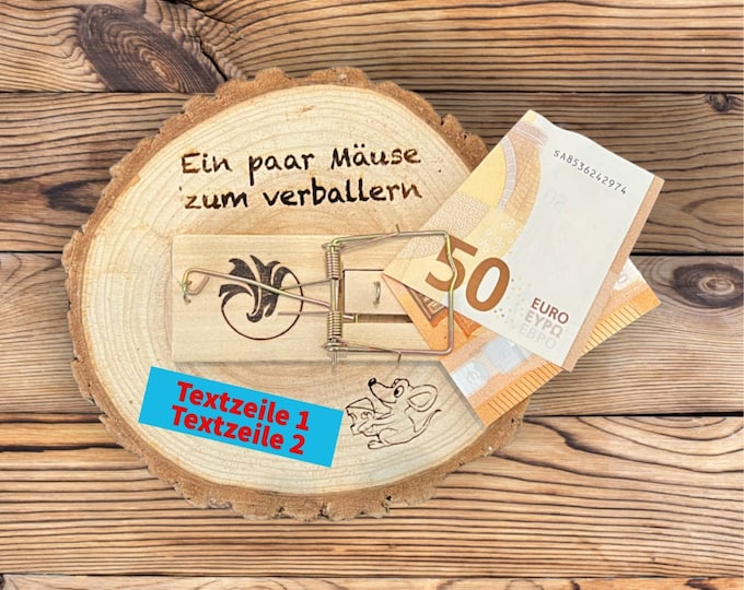 Giving Away Mice Mousetrap Money Gift on Pine Wood Slice - Etsy