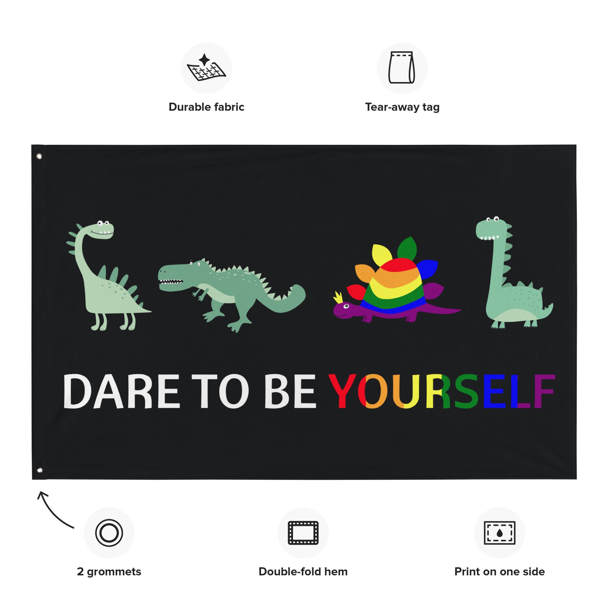 Dinosaur Pride Flag, LGBTQ Flag, Classroom Inclusive Flag, Dinosaur ...