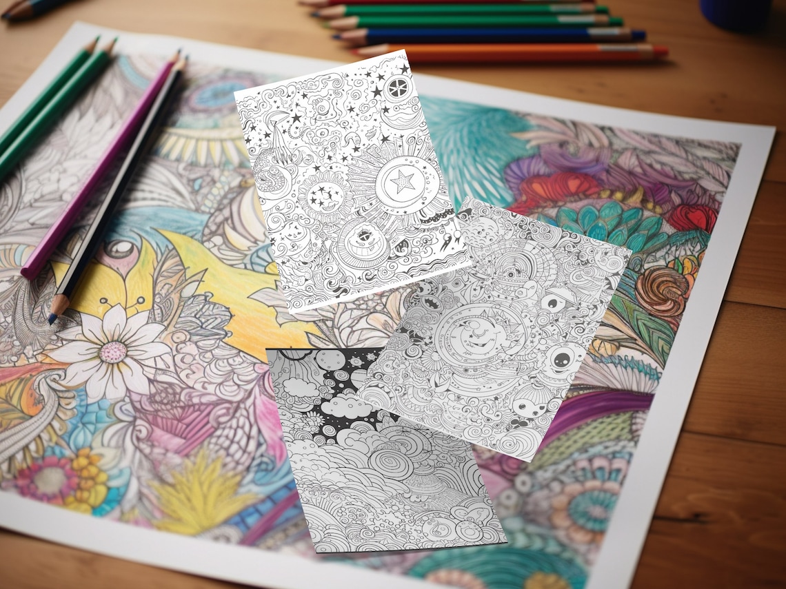 Doodle Art Coloring Pages for All Ages Relaxing Pattern Coloring Sheets ...
