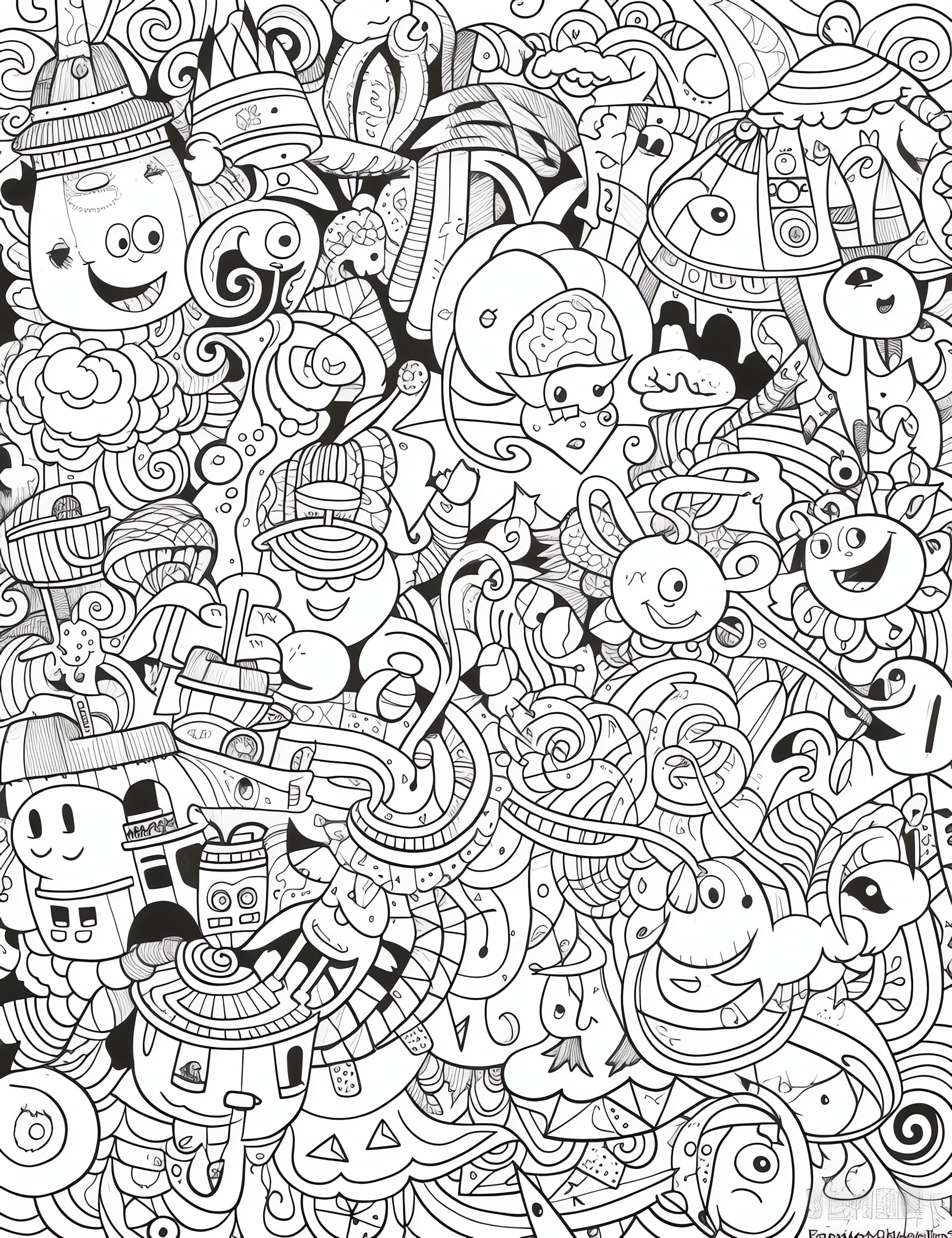 Doodle Art Coloring Pages Bundle, 120 Instant Download Pdfs, Relaxing ...