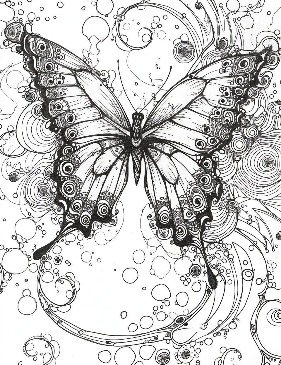 Intricate Butterfly Coloring Page for Adults & Kids, Printable Relaxing ...