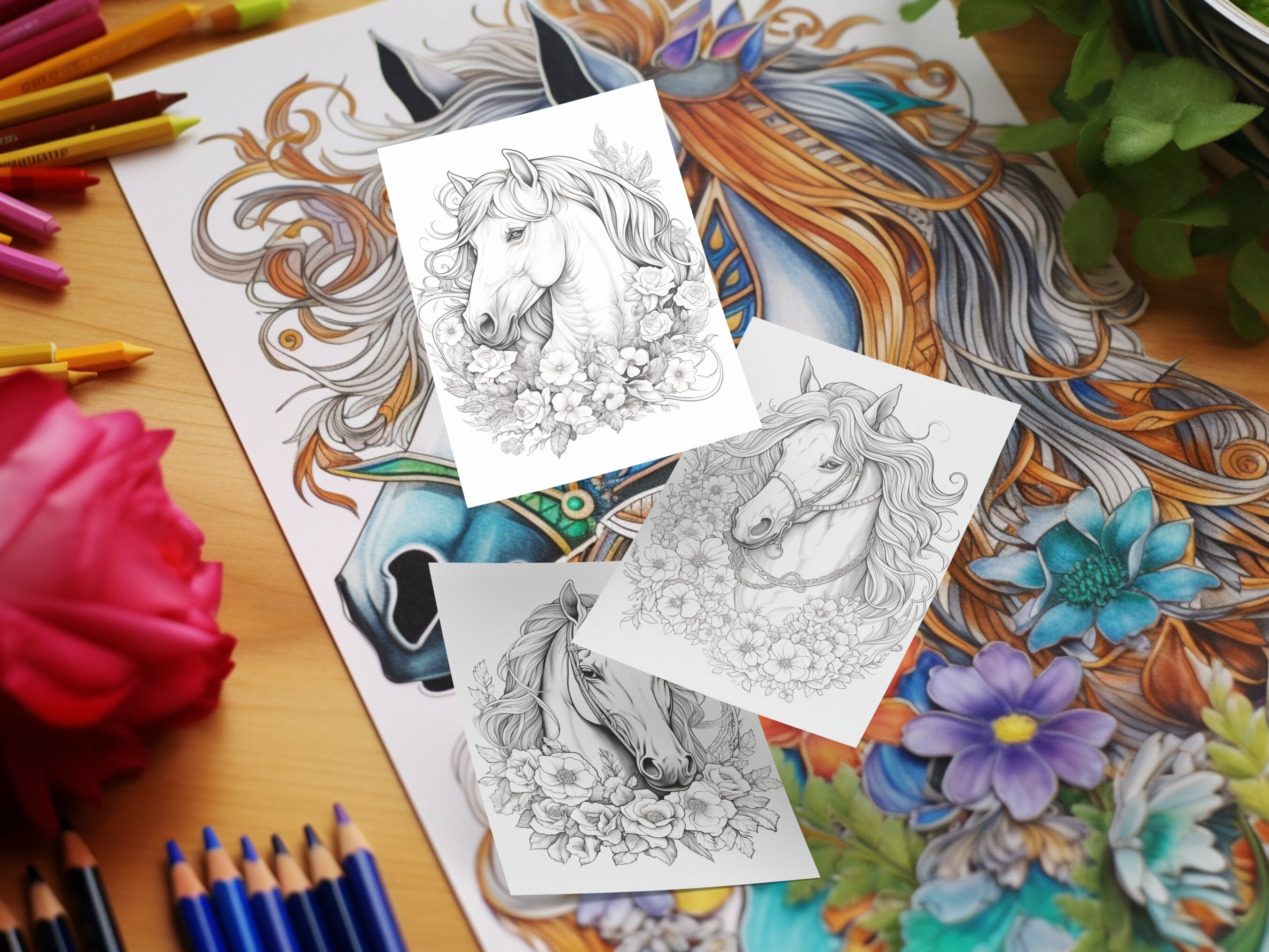 Horse Coloring Book Instant Download Printable Coloring Pages for Kids ...