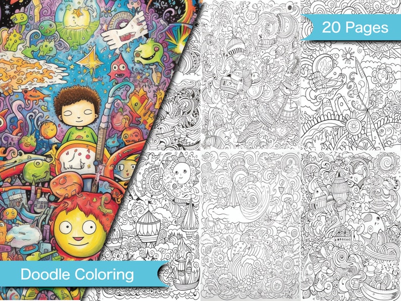 Doodle Art Coloring Pages for All Ages Relaxing Pattern Coloring Sheets ...