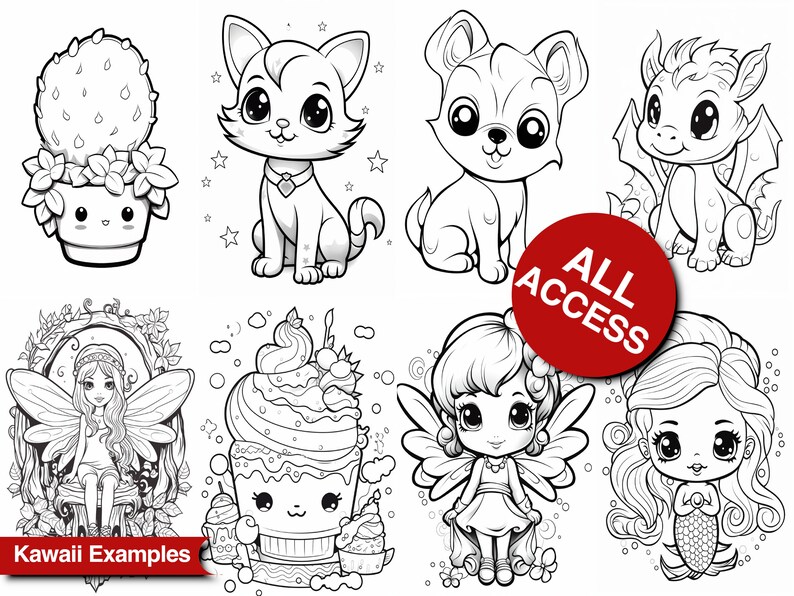 Kawaii Coloring Books for Kids and Adults Cute and Whimsical Designs ...