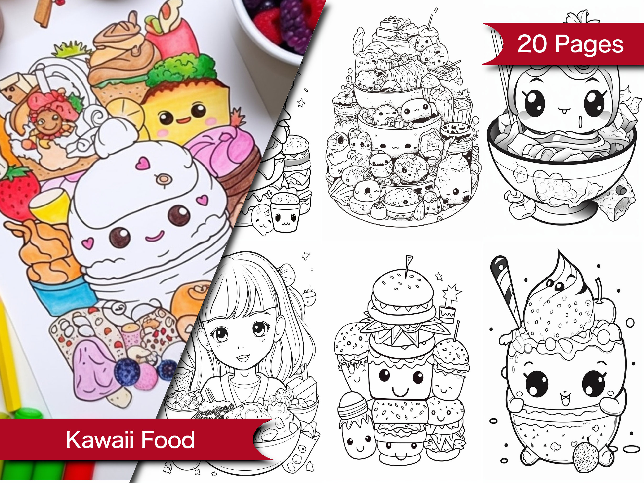 Cute Cartoon Food Coloring Pages