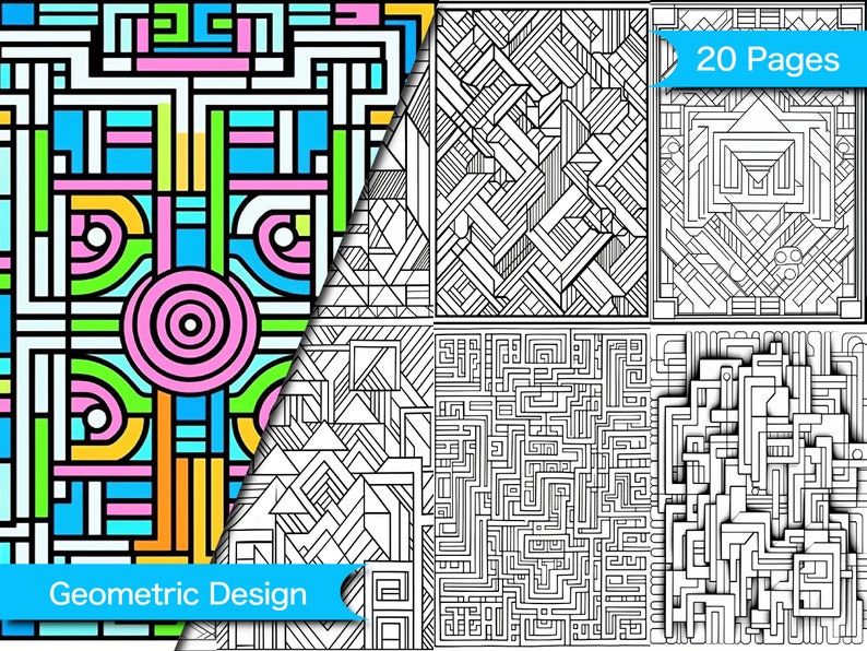 Geometric Pattern Intricate Coloring Book Fun for Kids and - Etsy