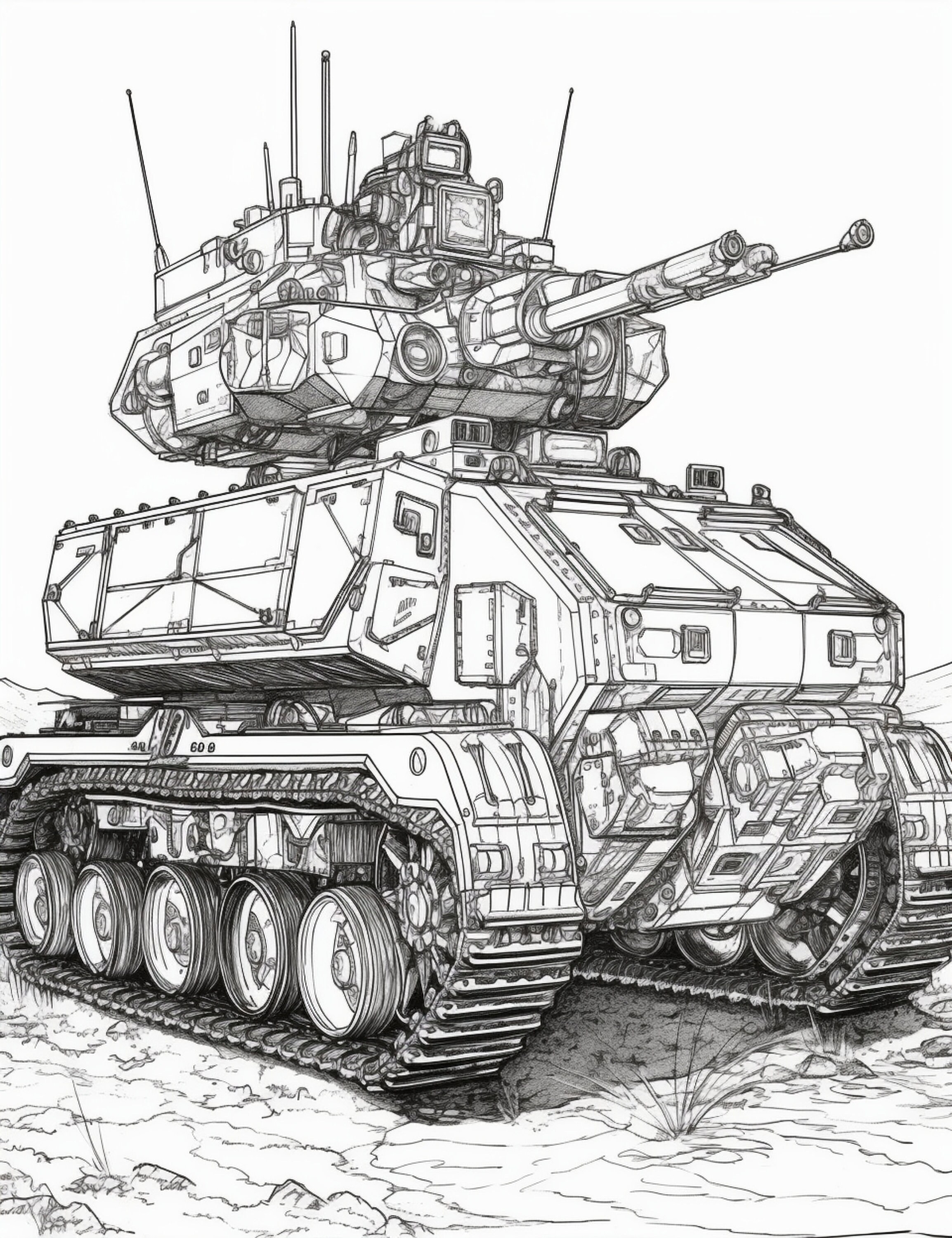 Futuristic Military Vehicle Coloring Book: Sci-fi Adventure Art (PDF ...