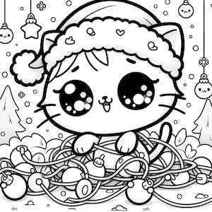 Kawaii Christmas Coloring Pages Adults and Children | Cute Kawaii ...